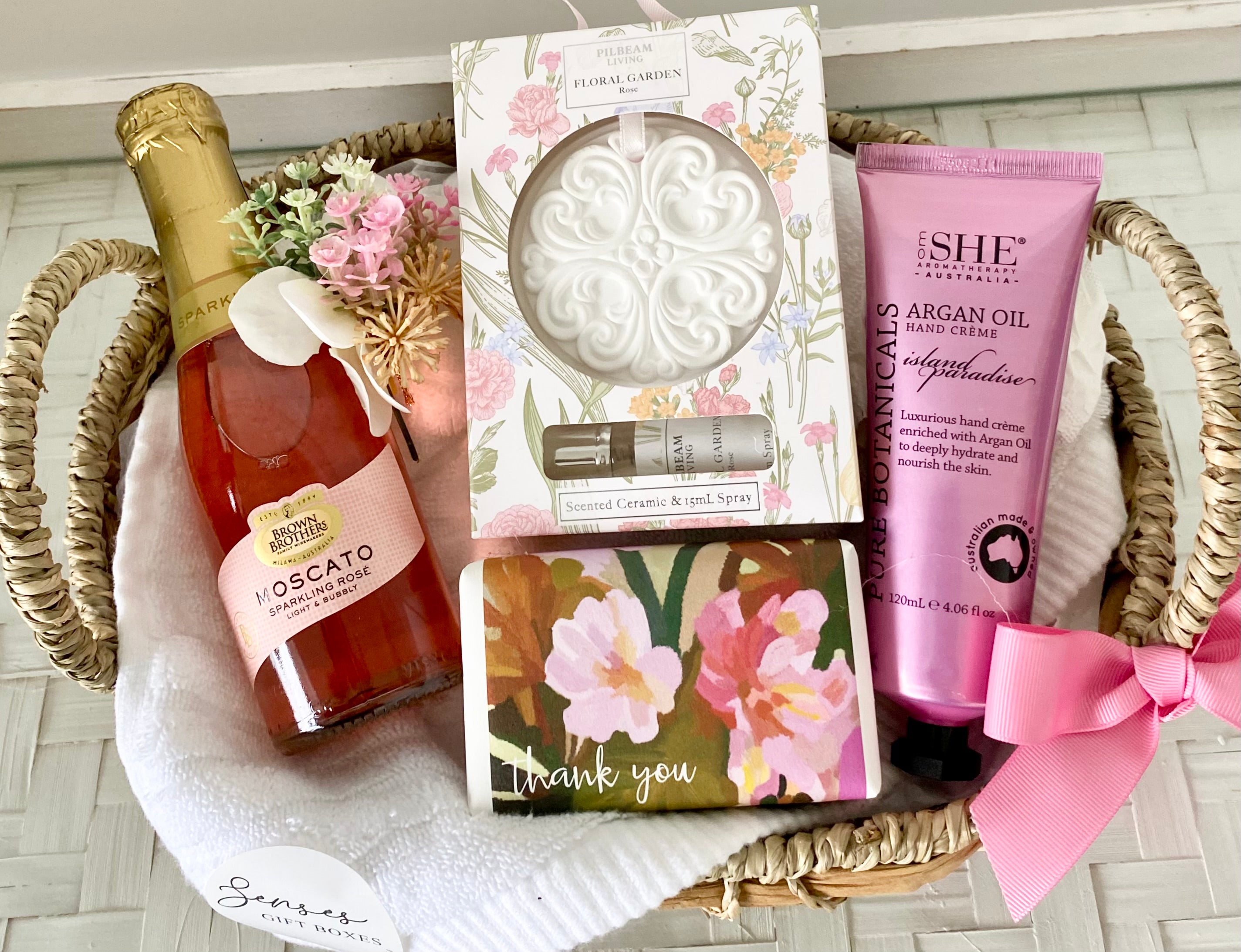 Celebration Thank You Pamper Hamper Basket Gift Medium – Senses Gift Boxes